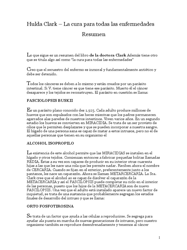 Clark, Hulda - La Cura para Todas Las Enfermedades (Resumen) | PDF ...
