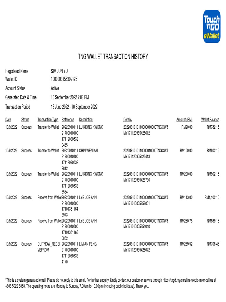 TNG Ewallet Transactions | PDF | Banking | Banking Technology