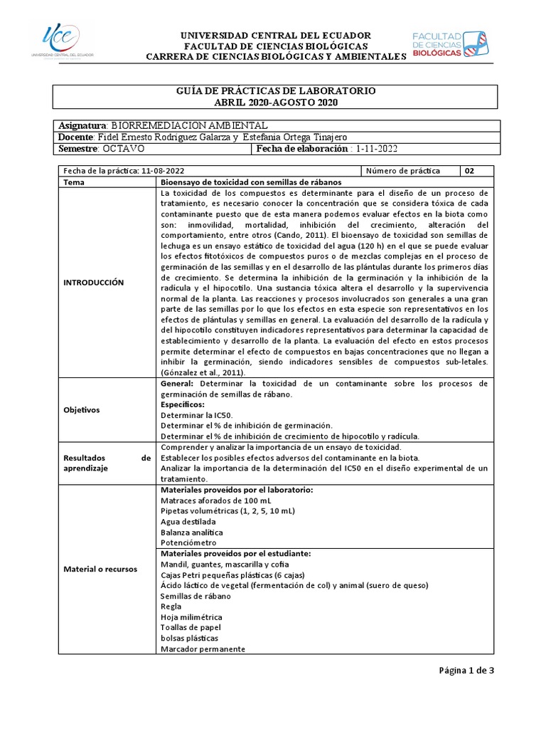 Practica 2 Bioensayo de Toxicidad Con Semillas de Rábanos | PDF ...
