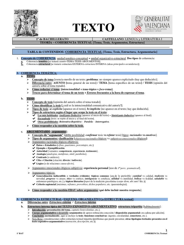 1º BAT TEXTO COHERENCIA + ACTIVIDADes | PDF | Falacia | Argumento