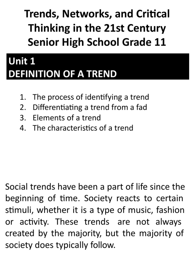 Trends, Networks, and Critical Thinking in The 21st Century Senior High ...
