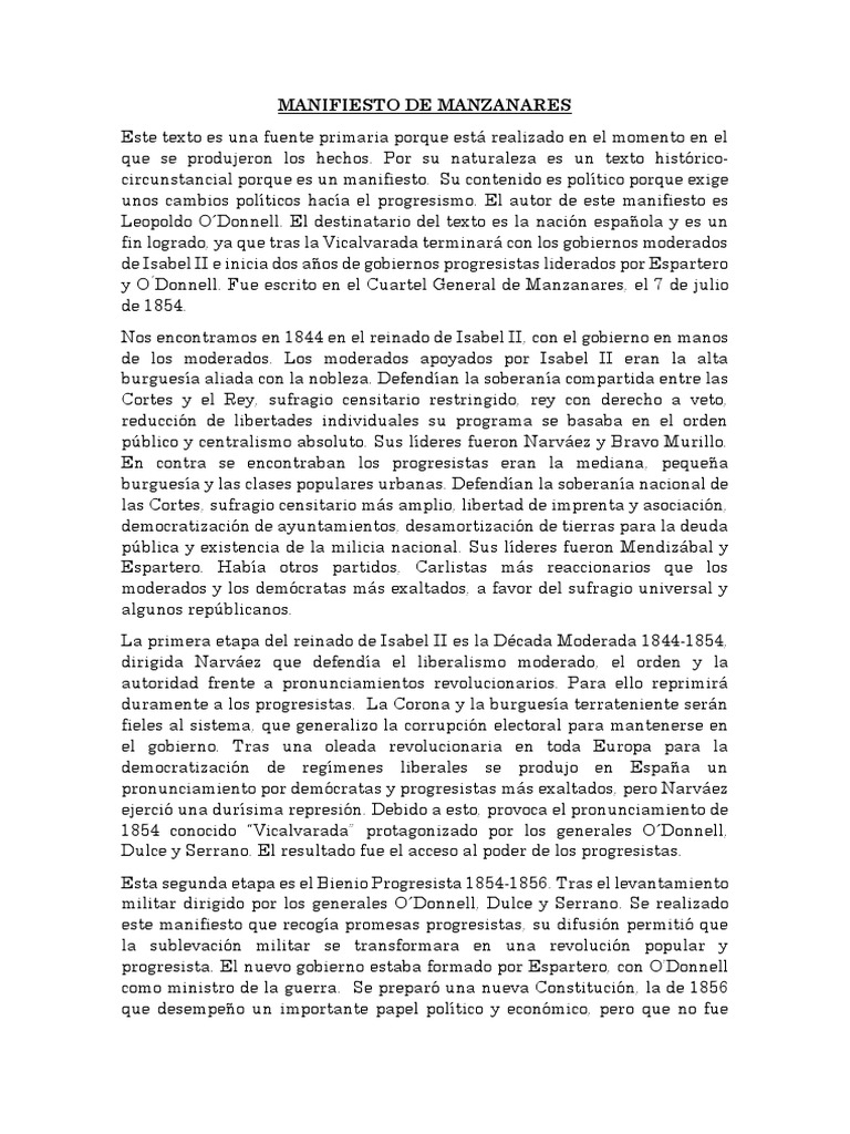 Manifiesto de Manzanares | PDF | Gobierno | España