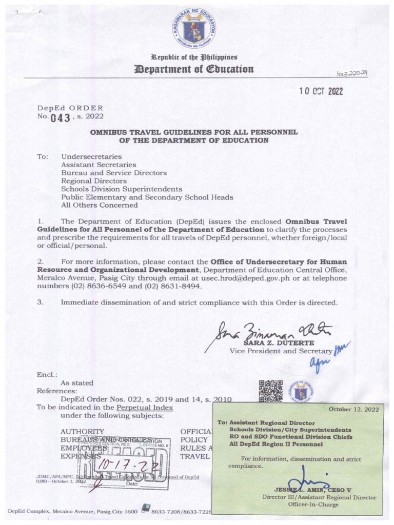 Omnibus Travel Guidelines For All Personnel of The Department of ...