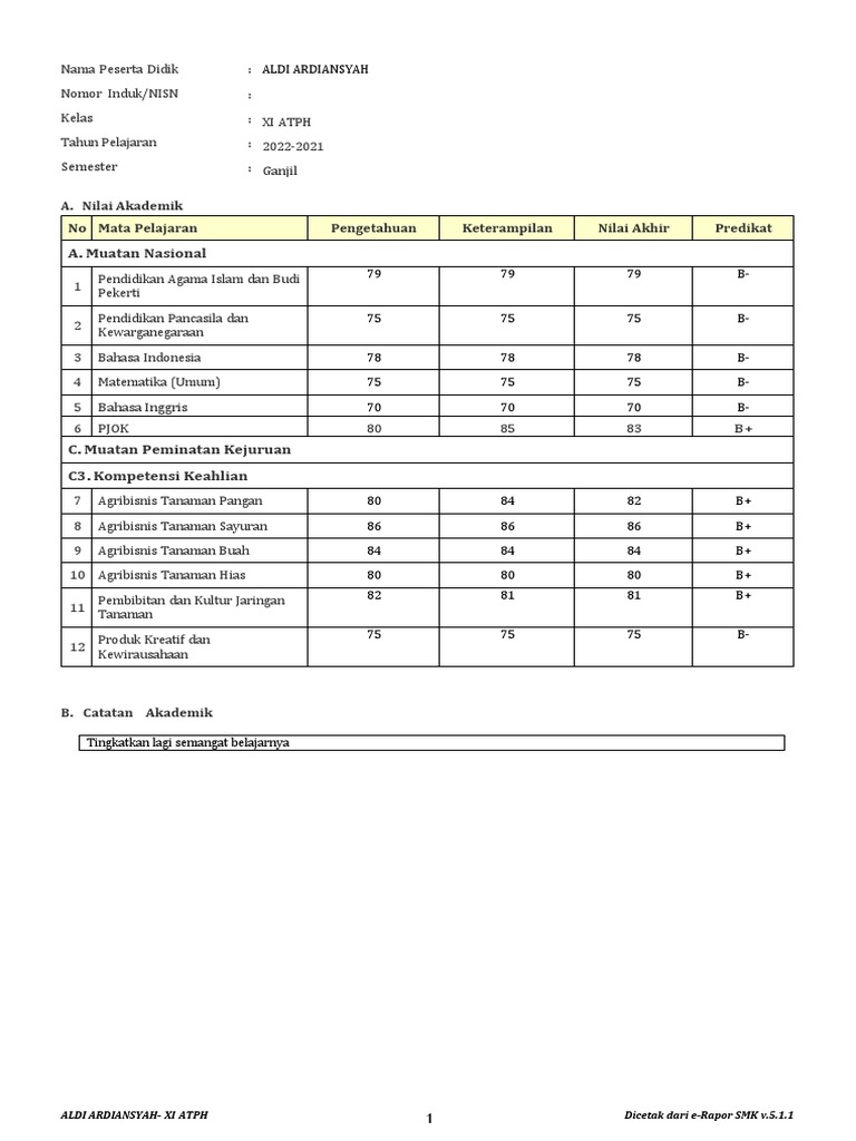 Aldi Ardiansyah - Xi Atph 1-Nilai | PDF