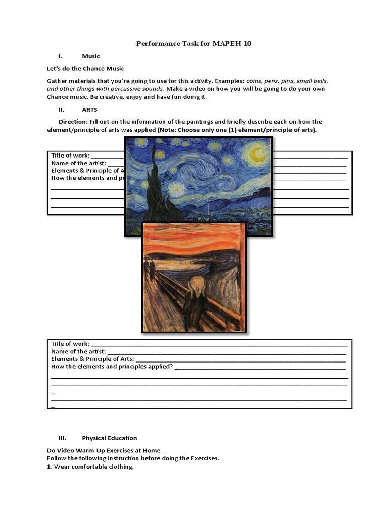 Performance Task For MAPEH | PDF