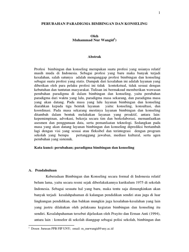 Perubahan PAradigma Bimbingan Dan Konseling | PDF