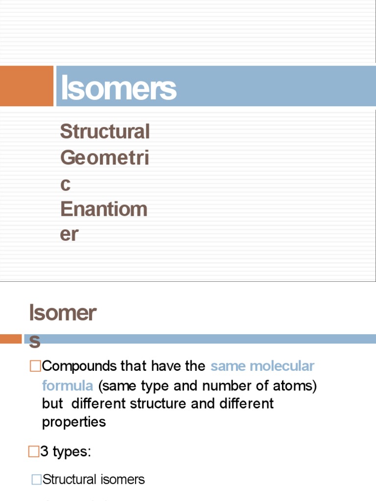 Review On Isomers | PDF | Isomer | Chirality (Chemistry)