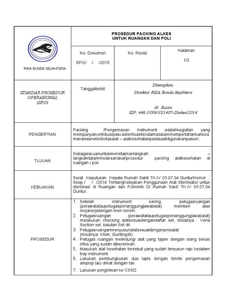 Sop Prosedur Packing Alkes Untuk Ruangan Dan Poli | PDF | Teknologi ...