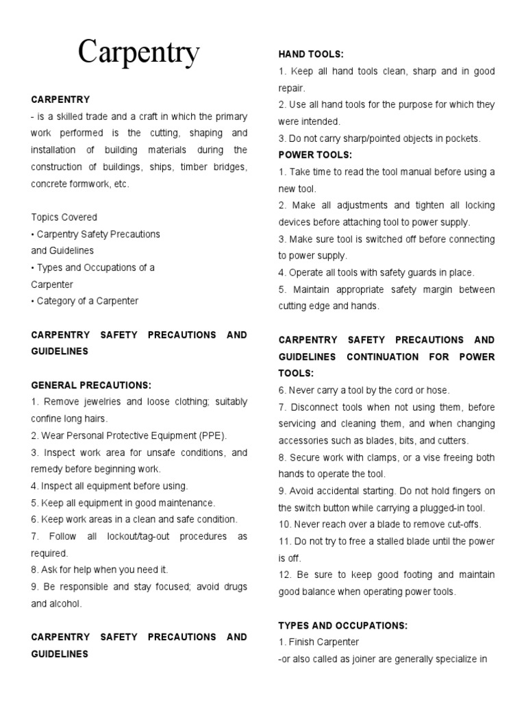 Carpentry Notes | PDF | Carpentry | Blade