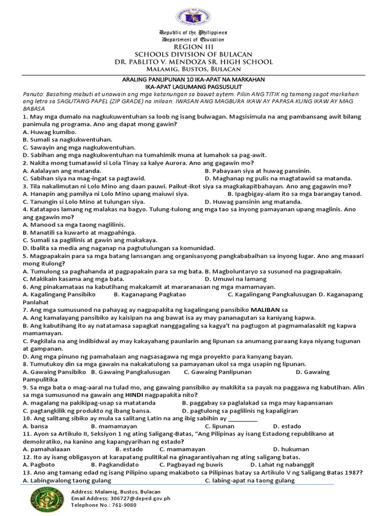 Q4 Summative 4 | PDF