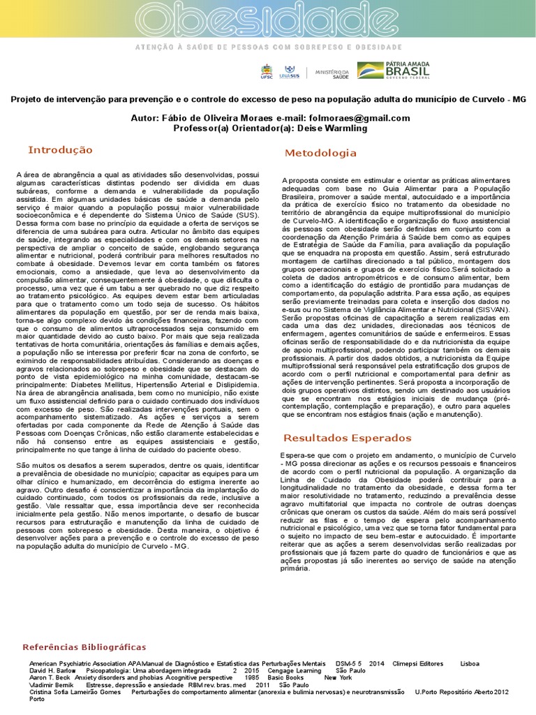 Modelo Banner TCC Pronto | PDF | Obesidade | Enfermagem