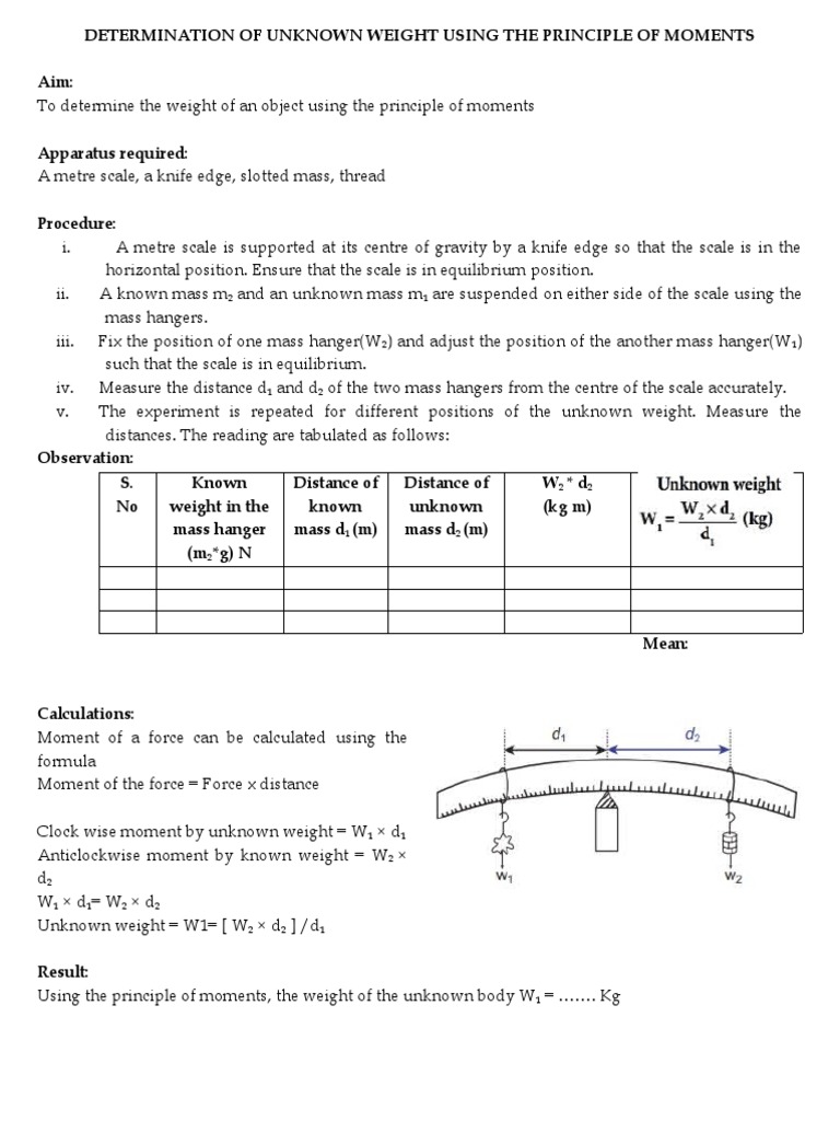 Determine Unknown Weight via Moments | PDF | Science & Mathematics