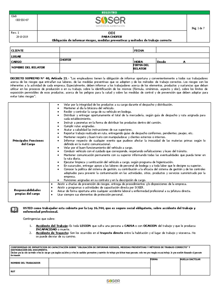 Capacitación en Riesgos Laborales para Choferes | PDF