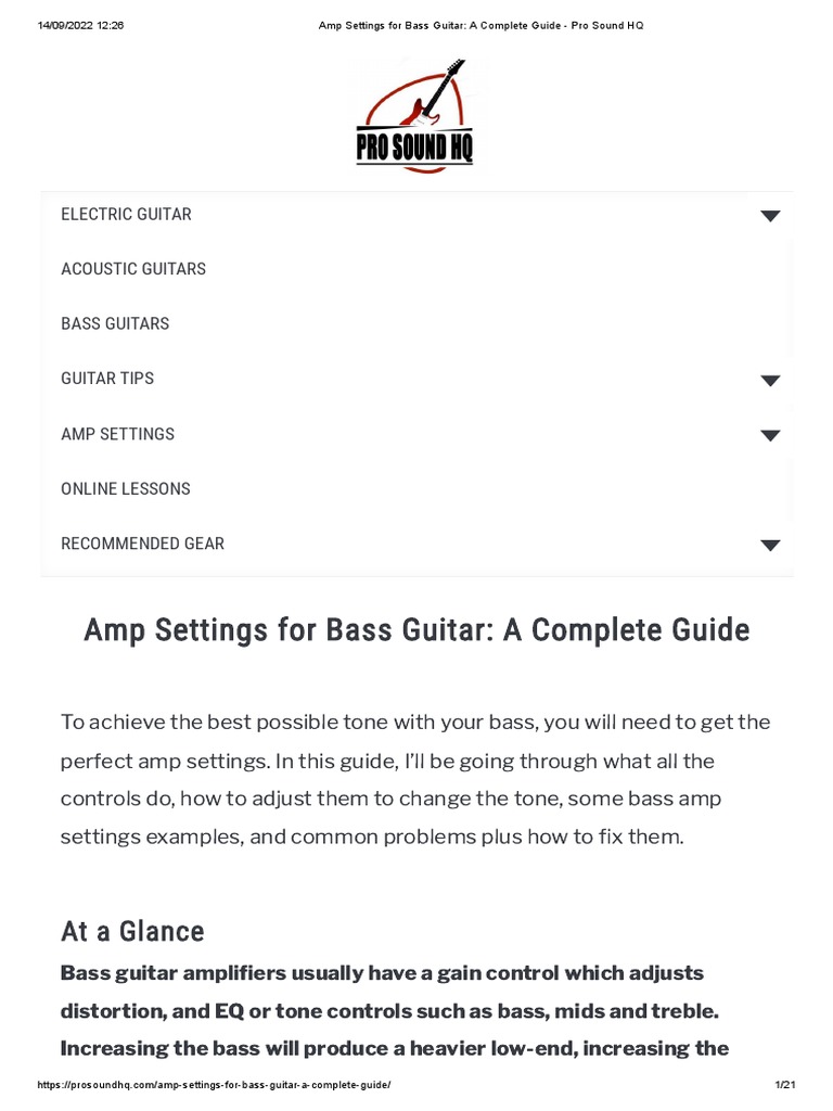 Amp Settings For Bass Guitar - A Complete Guide - Pro Sound HQ | PDF ...