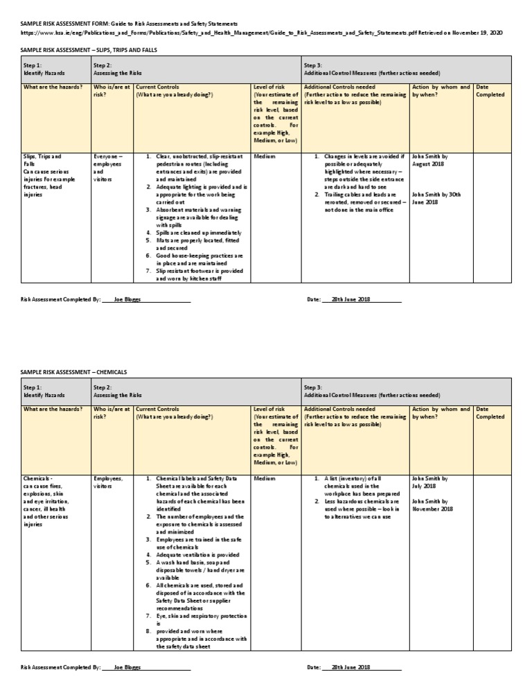 Sample Risk Assessment Form | Download Free PDF | Risk | Hazards