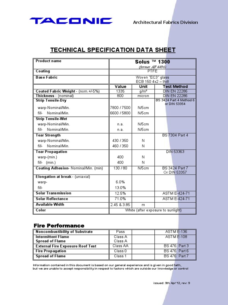 Spec Solus 1300 DIN - R9 | PDF | Materials | Secondary Sector Of The ...