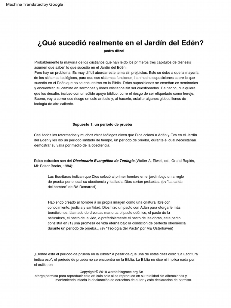 Que Sucedio en El Jardin Del Eden | PDF | Jardín del Edén | Adán y Eva