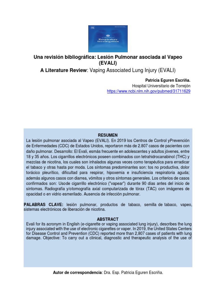 EVALI: Riesgos del Vapeo en Jóvenes | PDF | Cigarrillo electrónico ...