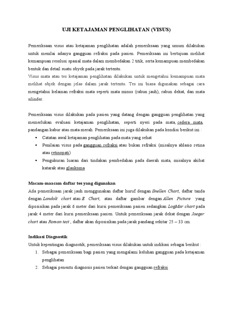 Uji Ketajaman Penglihatan Dan Pendengaran | PDF Uji Ketajaman Penglihatan Dan Pendengaran | PDF