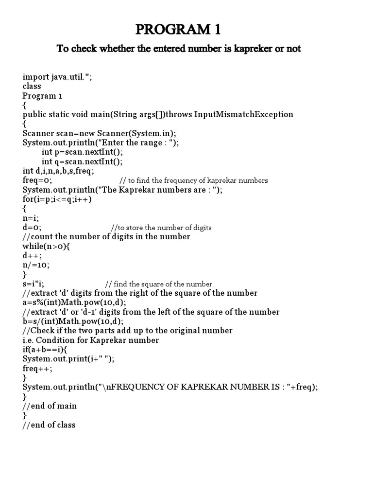Program to Check if a Number is Kaprekar and Print all Kaprekar Numbers ... Program to Check if a Number is Kaprekar and Print all Kaprekar Numbers ...