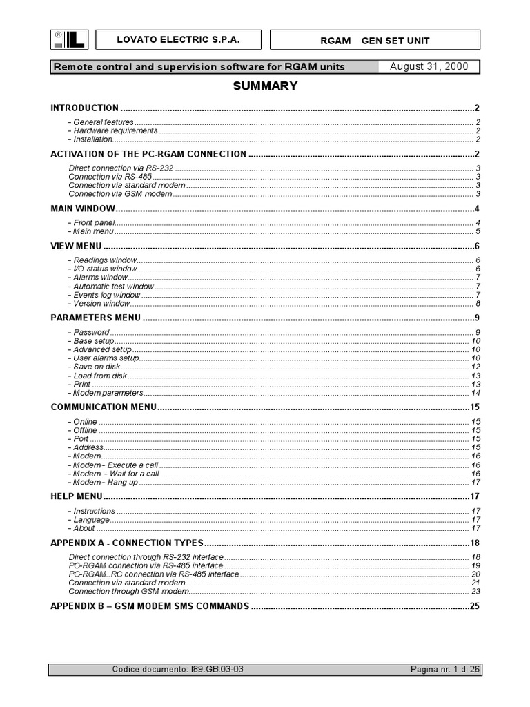 Lovato RGAM - Software Serial | PDF | Modem | Software