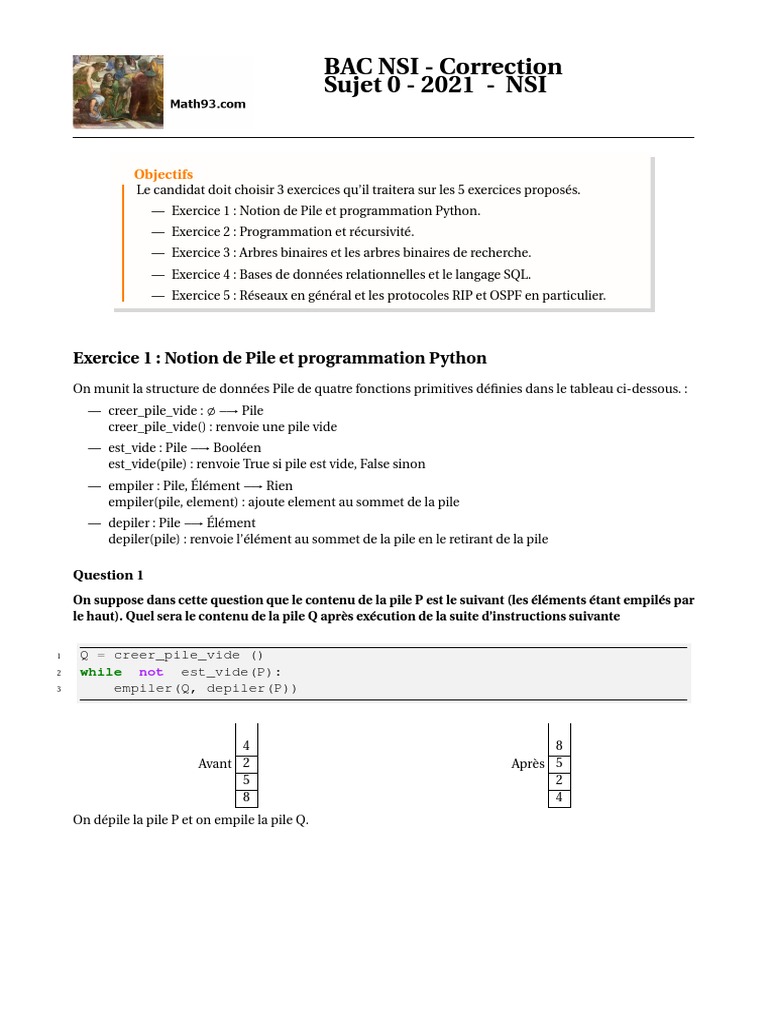 NSI Sujet0 Correction | PDF | SQL | Programmation informatique
