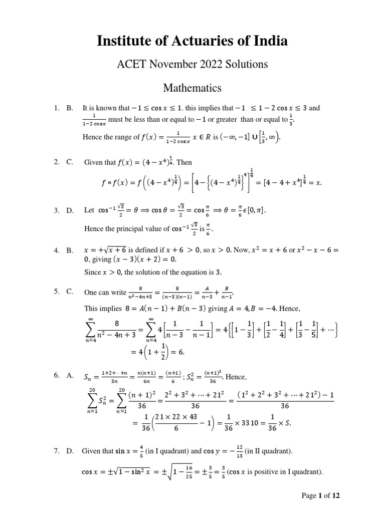 ACET November 2022 - Solution | PDF | Length | Euclidean Vector