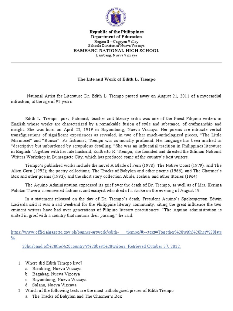 The Life and Work of Edith L | PDF | Writing | The Arts