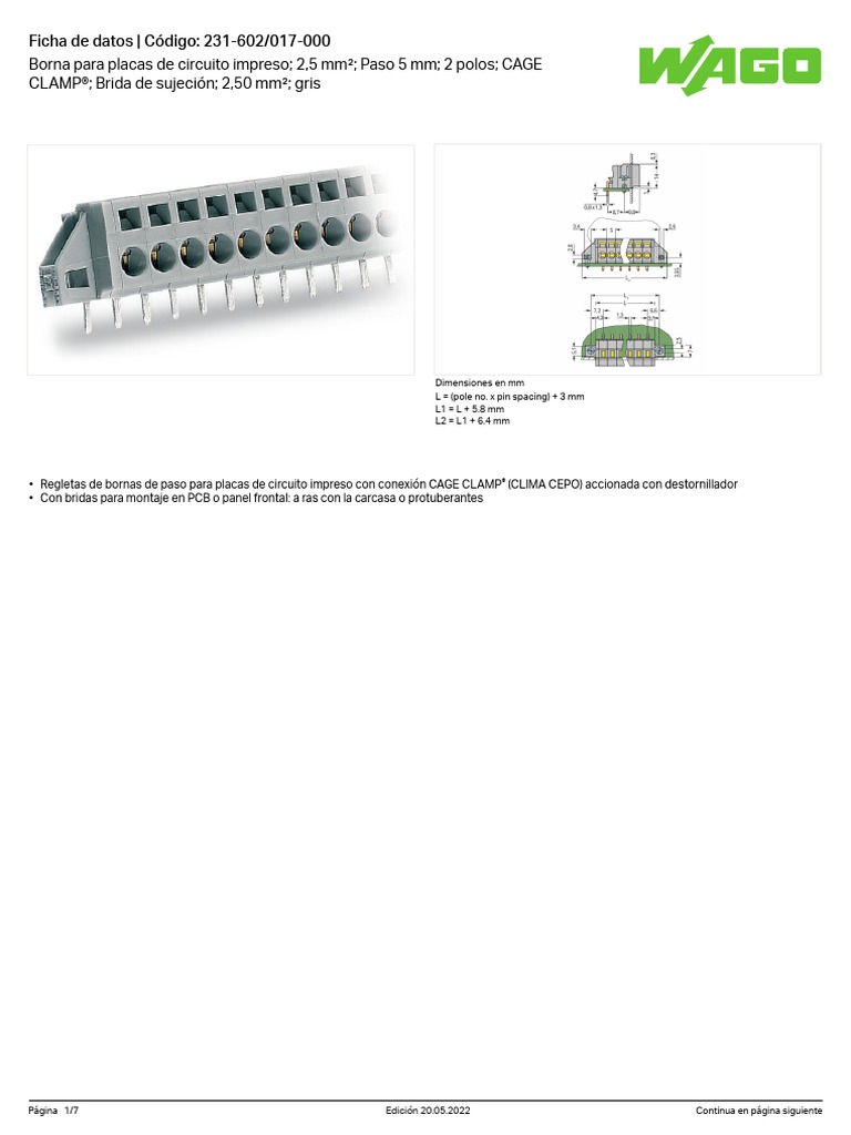 WAGO 231-602 017-000es | PDF | Tornillo | Materiales