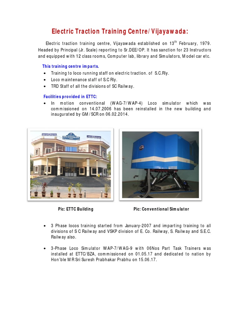 Electric Traction Training Centre Overview | PDF