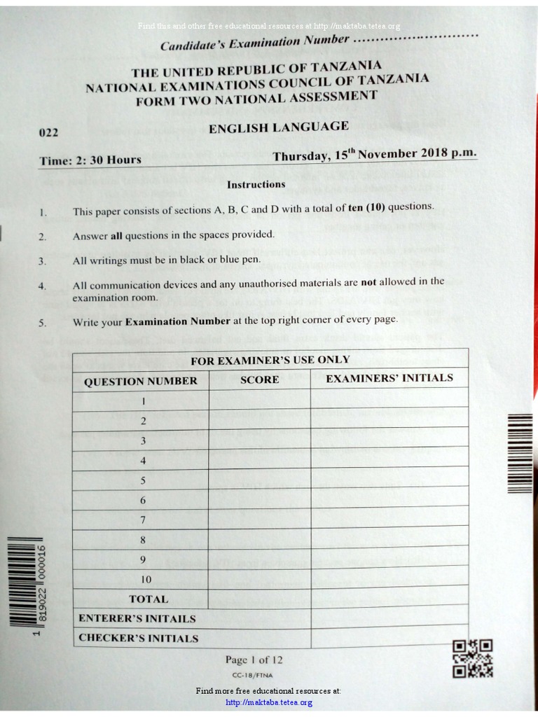 English - F2 - 2018 | PDF