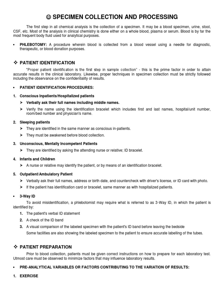 Module 3-Specimen Collection and Processing | Download Free PDF | Blood ...