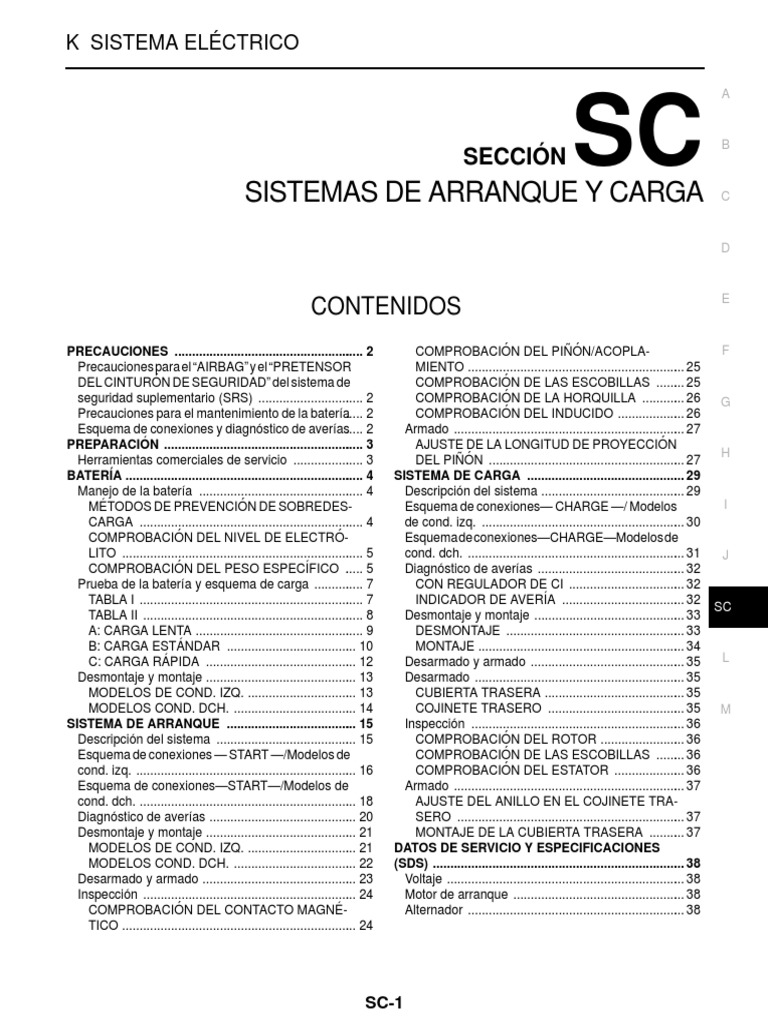 Sistemas de Arranque Y Carga: Contenidos | PDF | Bienes manufacturados | Electricidad