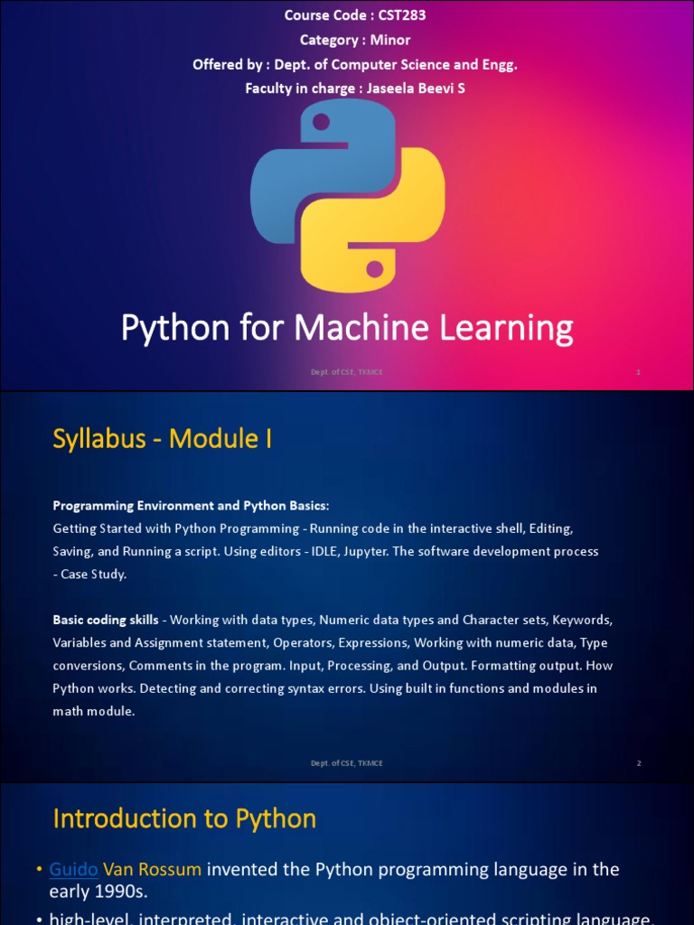 M1 Python For Machine Learning Maria S Pdf Python Programming Language Programming