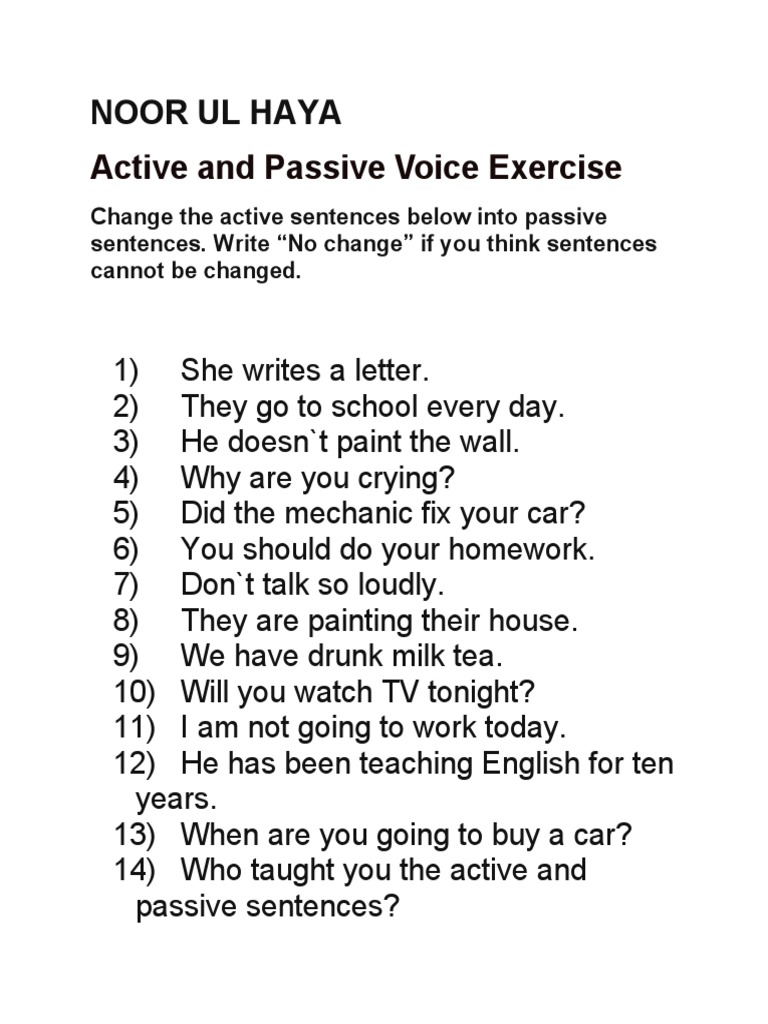 Active Passive Exercise | PDF