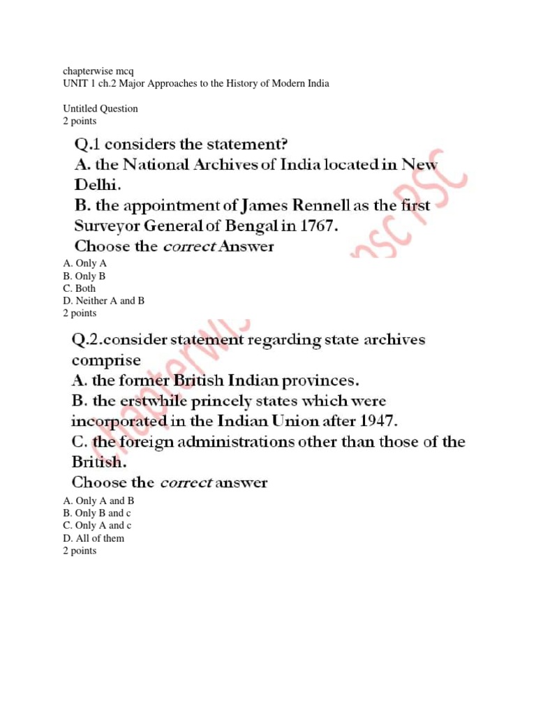 Chapterwise MCQ MODERN HISTORY | PDF | Indian Nationalism | Indian ...
