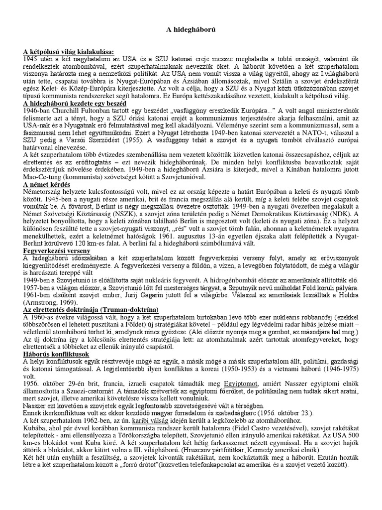 Hidegháború Szöveg | PDF