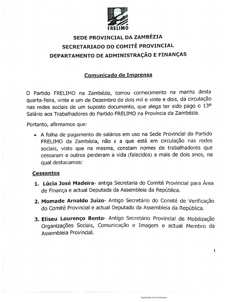 Comunicado de imprensa | PDF