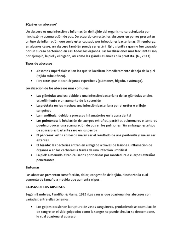 Tipos y causas de abscesos en perros | PDF | Inflamación | Infección