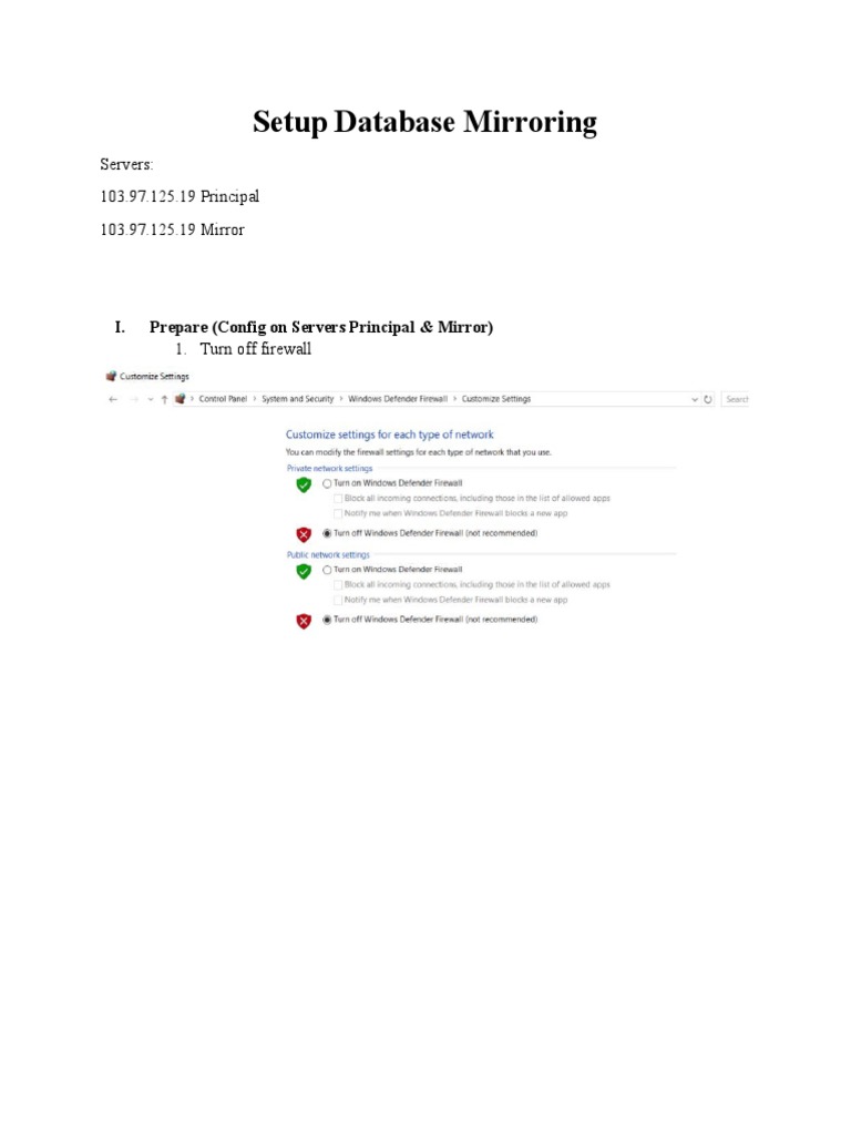 Setup Database Mirroring | PDF | Databases | Backup