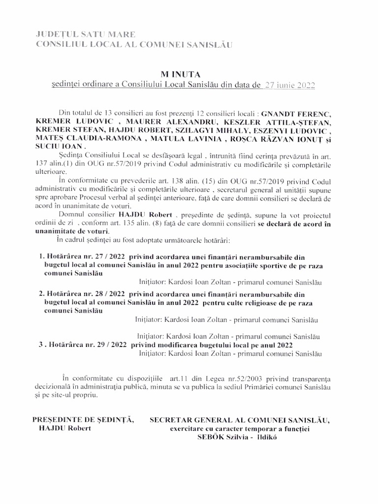 Minuta-Sedinta-27 06 2022 | PDF