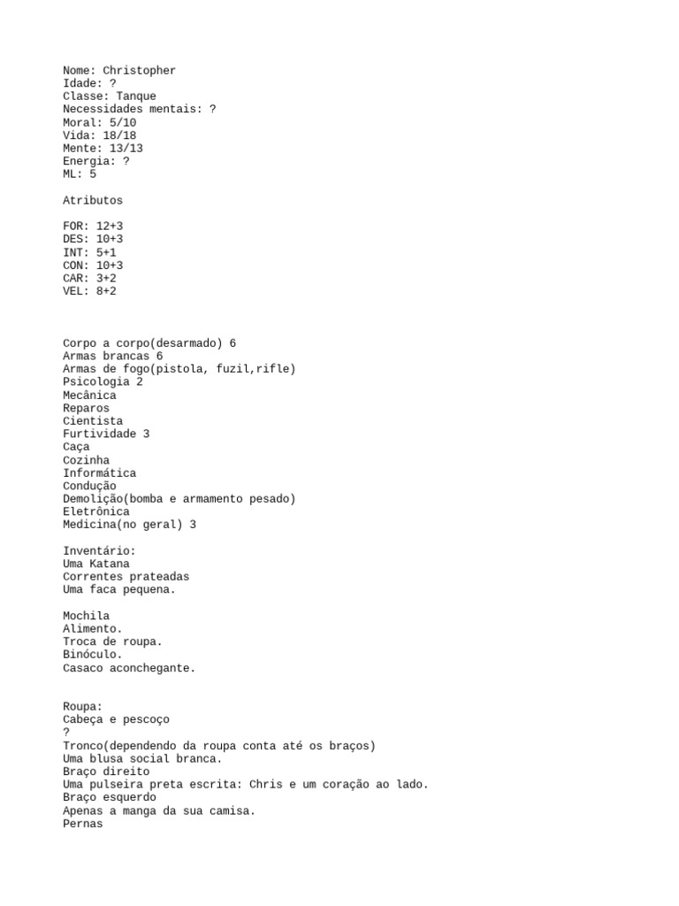 Ficha Christopher | PDF