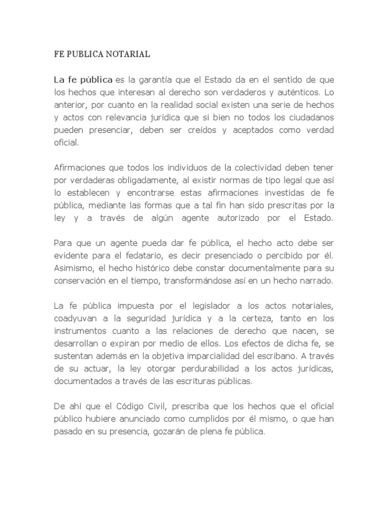 FE PUBLICA NOTARIAL | PDF | Ley común | Justicia