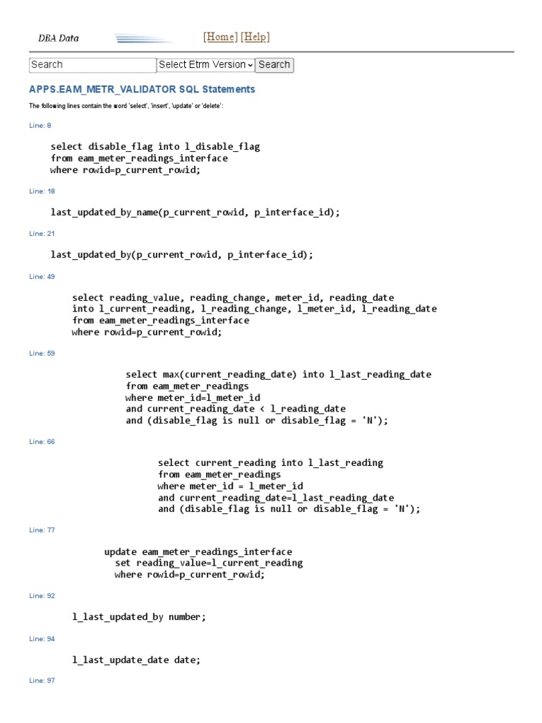 Oracle EAM SQL Statements | PDF | Software Engineering | Computer ...