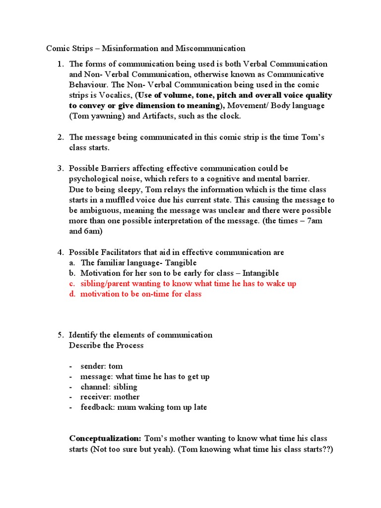 Nonverbal Communication Comic Strips