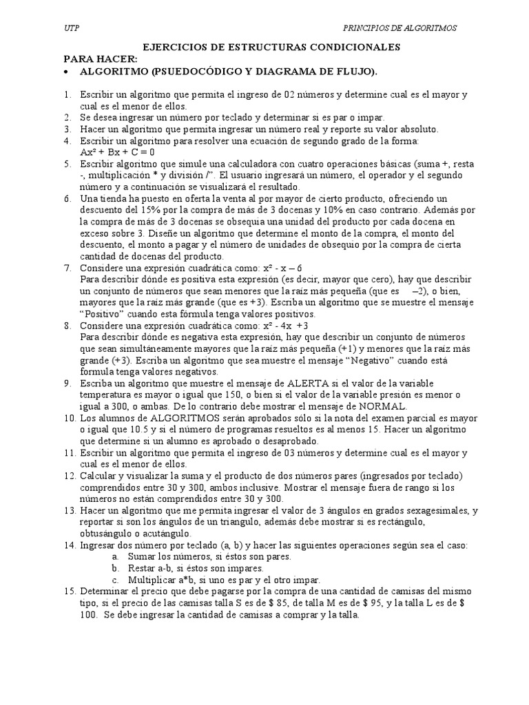 Ejercicios Con Estructuras Condicionales | PDF | Algoritmos | Triángulo
