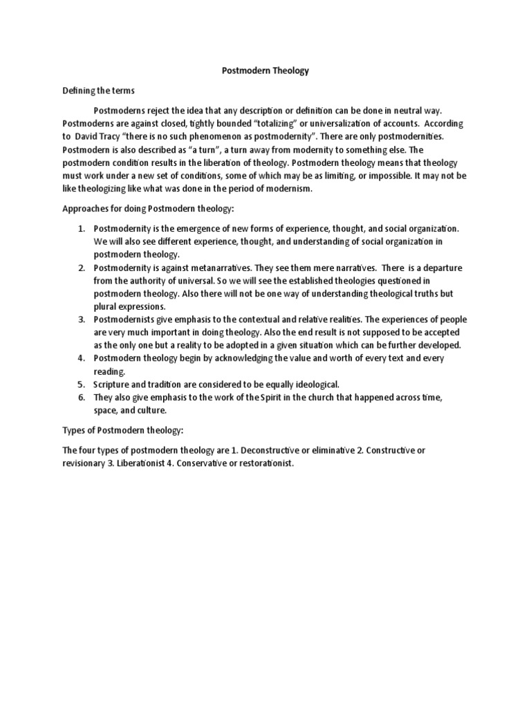 Postmodern Theology | PDF | Science & Mathematics