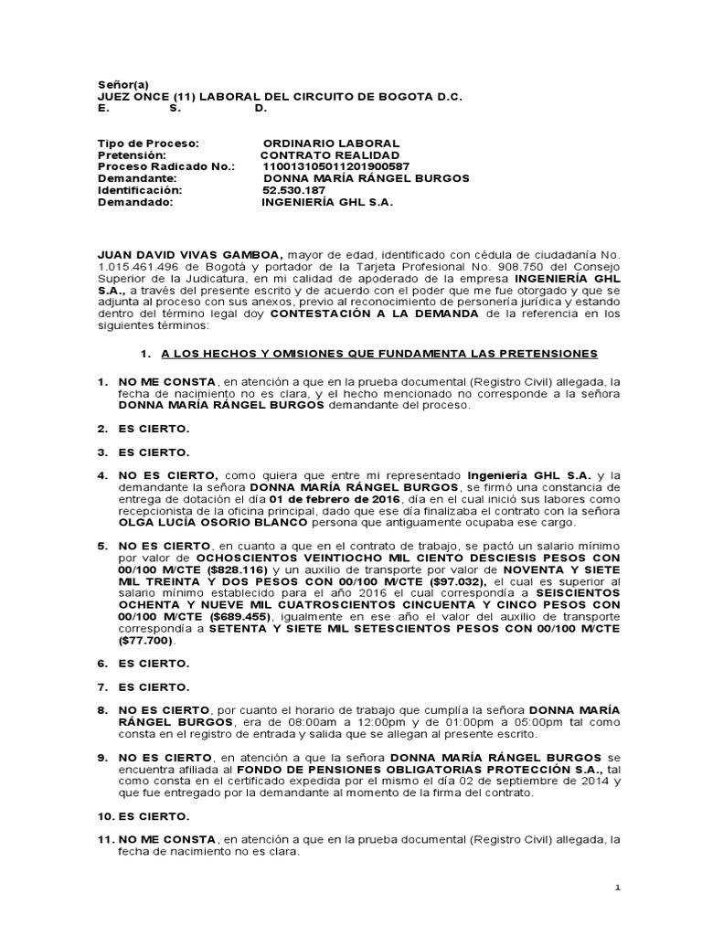 Modelo Contestación Laboral | PDF | Derecho laboral | Justicia