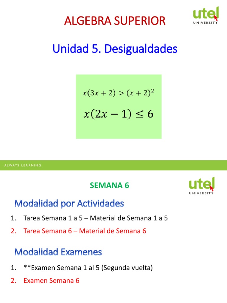 Algebra Semana 6 Clase | PDF