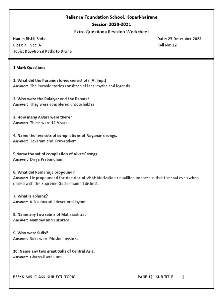 Devotional Paths To Divine Extra Questions | PDF | Nāstika | Indian ...